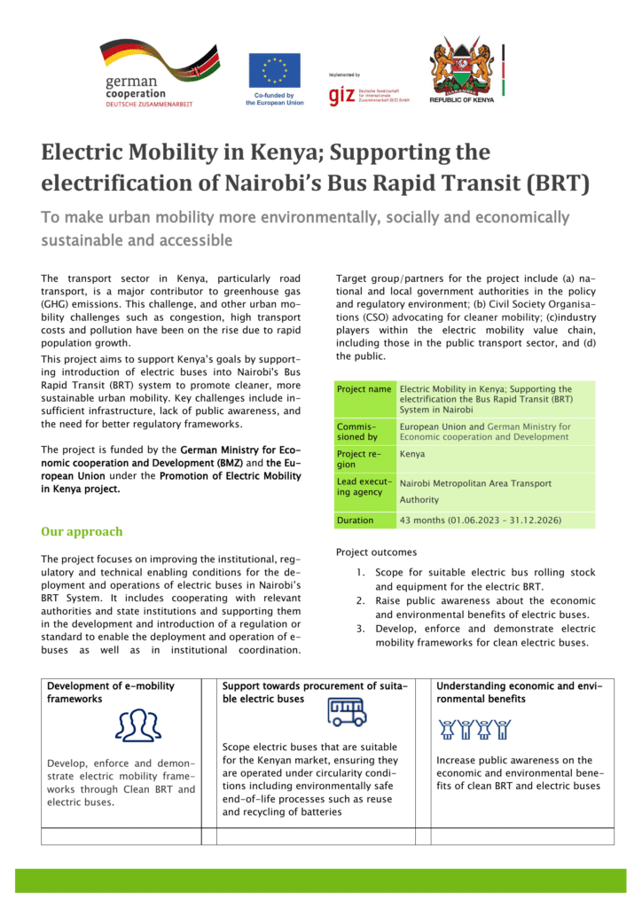 Electric Mobility in Kenya; Supporting the electrification of Nairobi’s ...